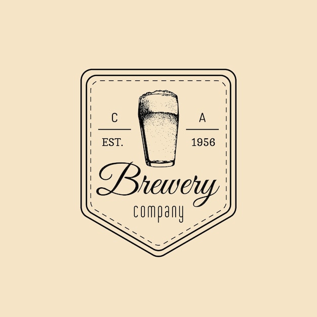 Vintage Brewery Company Badge with Iconic Beer Glass | Jiffy Designs