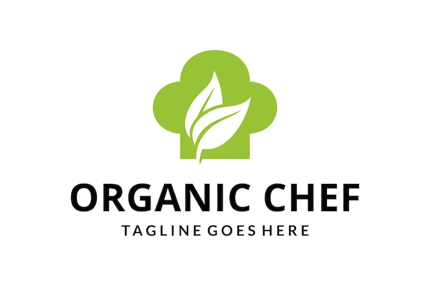 Organic Chef Logo with Green Leaf and Chef's Hat | Jiffy Designs