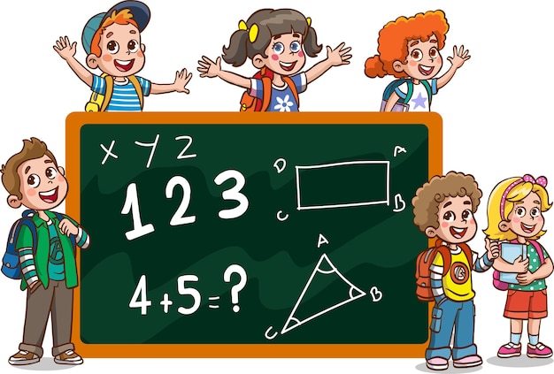 Cheerful Students Solving Math Problems on Chalkboard | Jiffy Designs