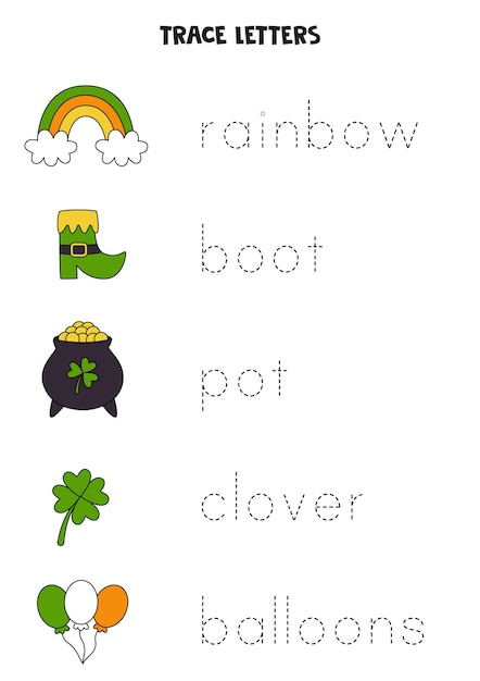 Vibrant St. Patrick's Day Trace Letters for Kids | Jiffy Designs