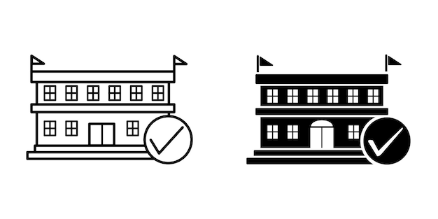 Minimalist Architectural Icons with Checkmark Approval Symbols | Jiffy ...