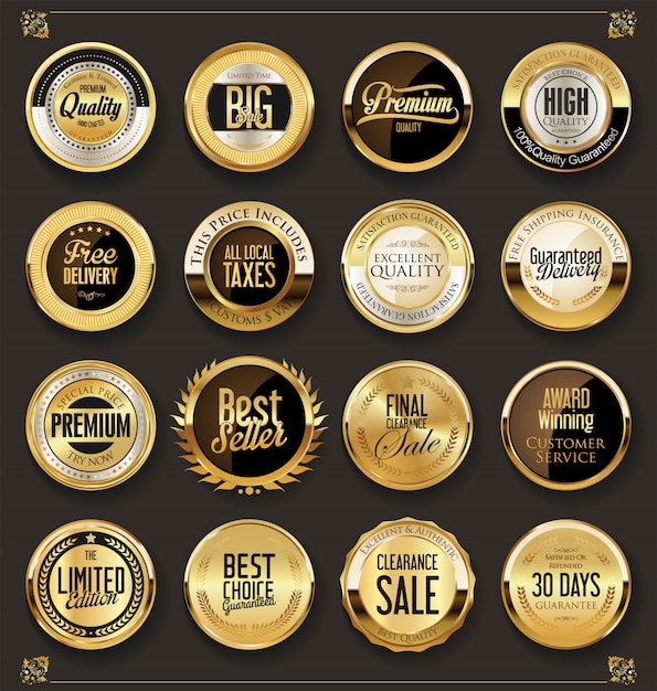 Exquisite Collection of Premium Golden Badges and Seals | Jiffy Designs