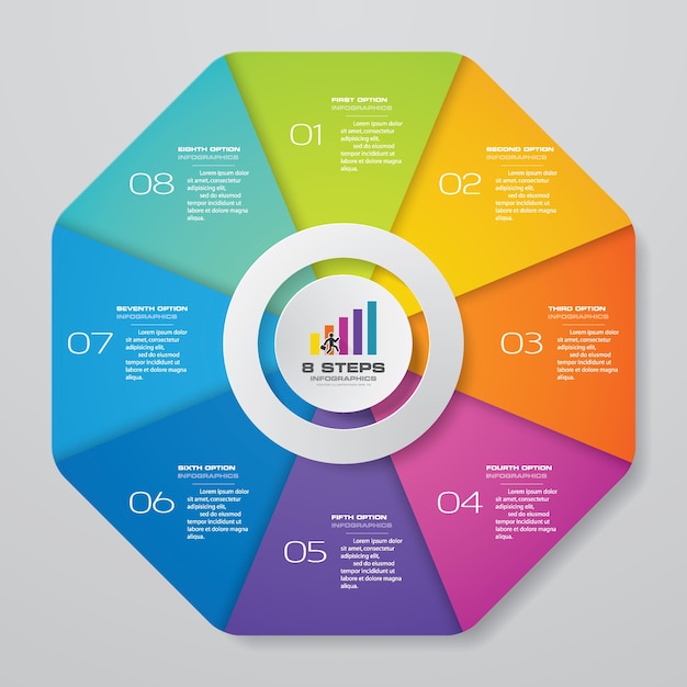 Vibrant Octagonal Infographic with Colorful Sections and Bar Chart ...