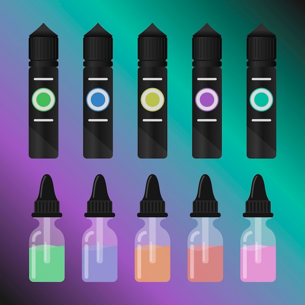 Vibrant Vape Bottles and Mods in Gradient Backdrop | Jiffy Designs