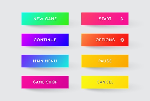 Vibrant Game Menu Buttons with Bold Text and Colors | Jiffy Designs