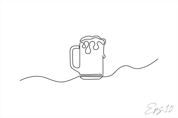 Minimalist Continuous Line Art of a Foaming Beer Mug | Jiffy Designs