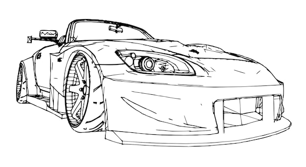 Detailed Sketch of a Sleek Sports Car Design | Jiffy Designs