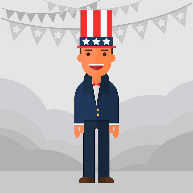 Patriotic Uncle Sam Celebrating with Flags and Banners | Jiffy Designs