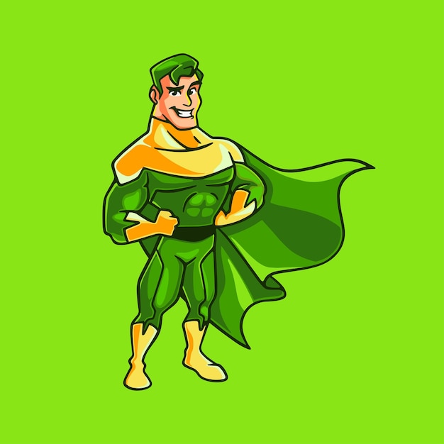 Heroic Green Superhero in Vibrant Pose | Jiffy Designs
