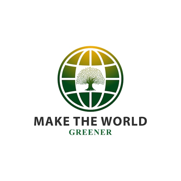 Green Globe with Tree Emblem and Slogan 'Make the World Greener ...