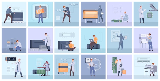Diverse Collection of Vibrant Office Scenes and Workplace Activities ...