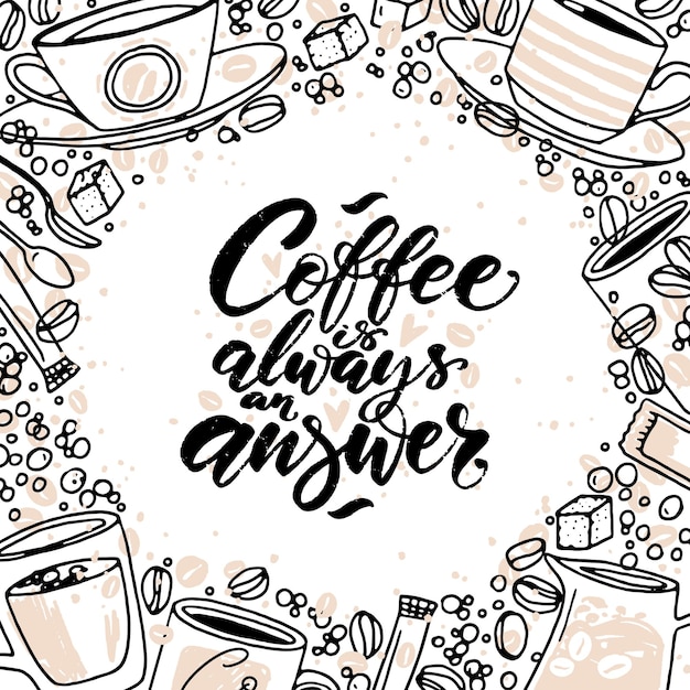Delightful Coffee-Themed Doodle Frame with Inspiring Quote | Jiffy Designs