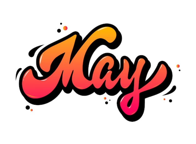 Vibrant Calligraphic 'May' Text with Splatters | Jiffy Designs
