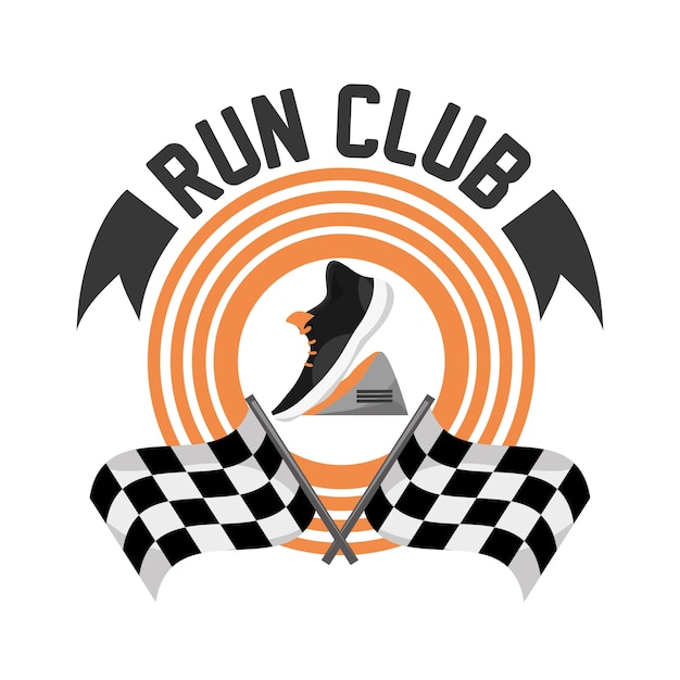 Vibrant Run Club Logo with Checkered Flags | Jiffy Designs