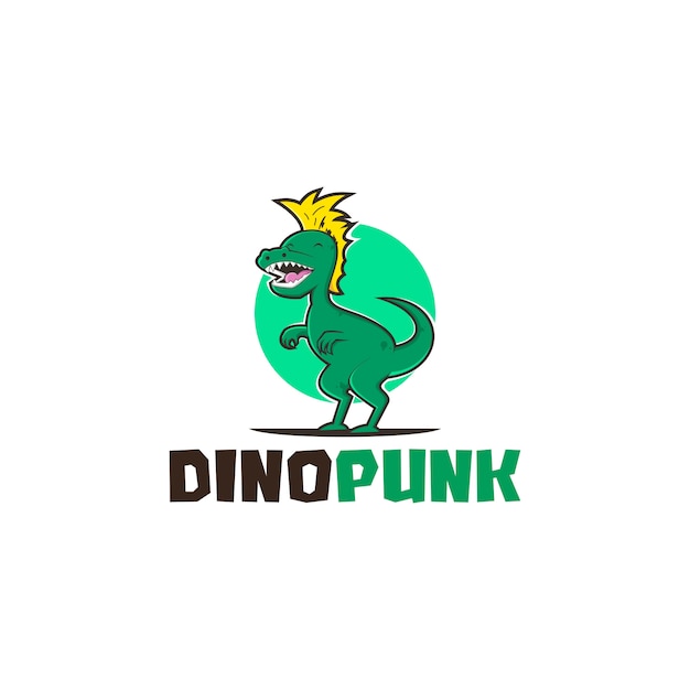 Fierce Green Dinosaur with Punk Mohawk Graphic Design | Jiffy Designs