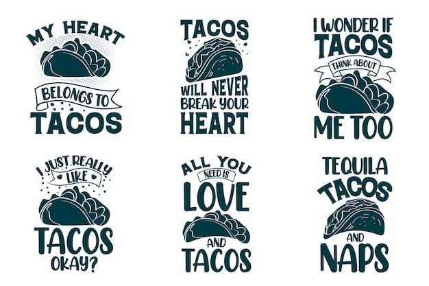 Playful Taco-Themed Typography Collection with Quirky Slogans | Jiffy ...