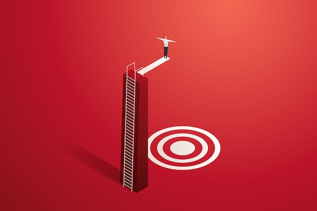 Stylized Red Ladder Reaching Target on Minimal Background | Jiffy Designs