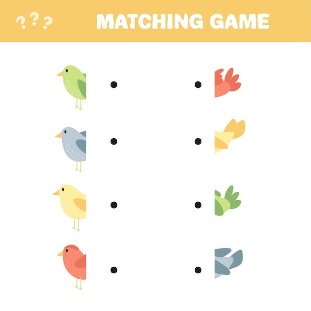 Colorful Bird Matching Game for Kids | Jiffy Designs