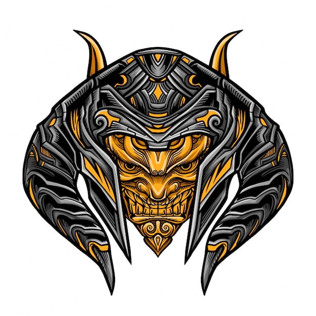 Majestic Demonic Mask with Intricate Metallic Patterns | Jiffy Designs