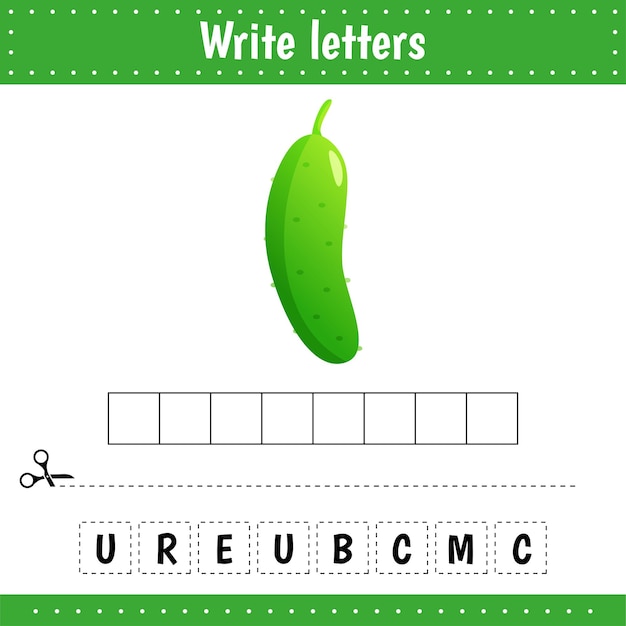 Vibrant Green Cucumber in Write Letters Exercise | Jiffy Designs