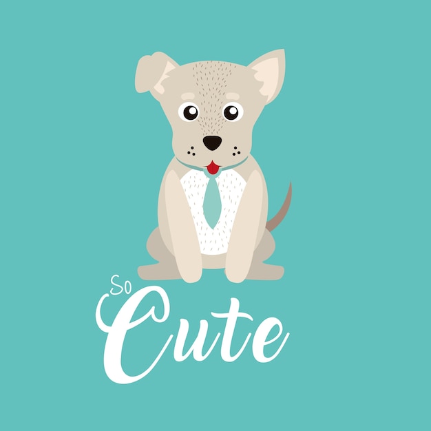 Adorable Puppy Illustration with 'Cute' Cursive Text on Mint Background ...