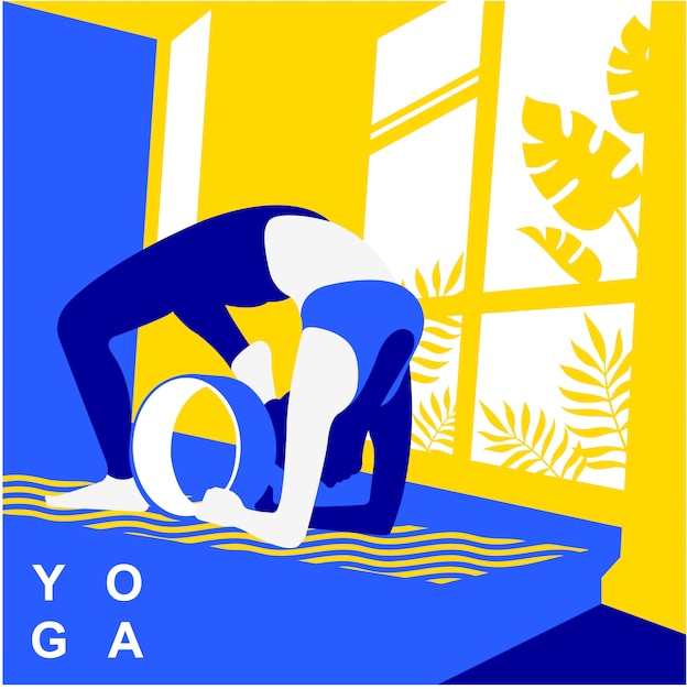 Yoga Pose Illustration with Geometric Shapes and Bold Colors | Jiffy ...