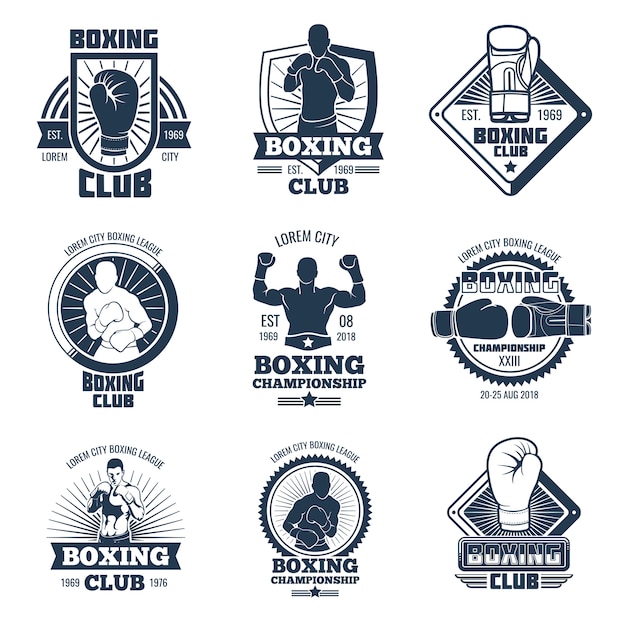 Diverse Boxing Club Emblem Collection: Iconic Symbols and Silhouettes ...