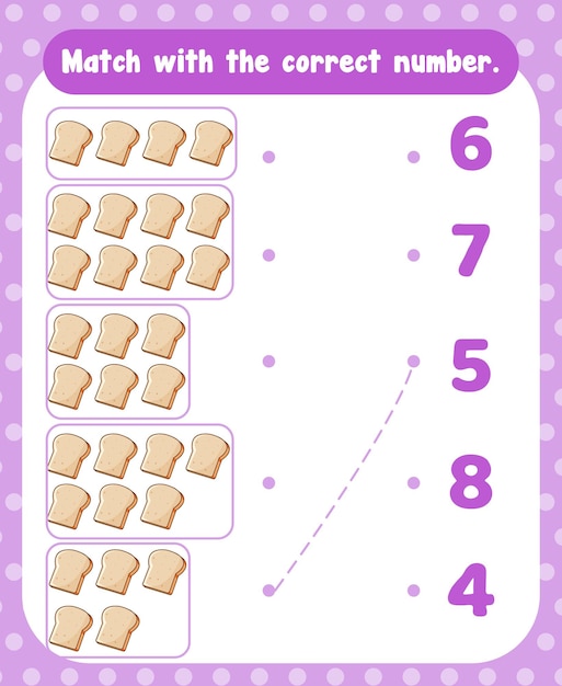 Matching Bread Slices with Numbers on a Polka Dot Background | Jiffy ...