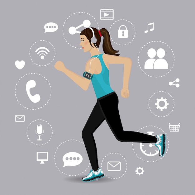 Energetic Woman Surrounded by Social Media Icons | Jiffy Designs