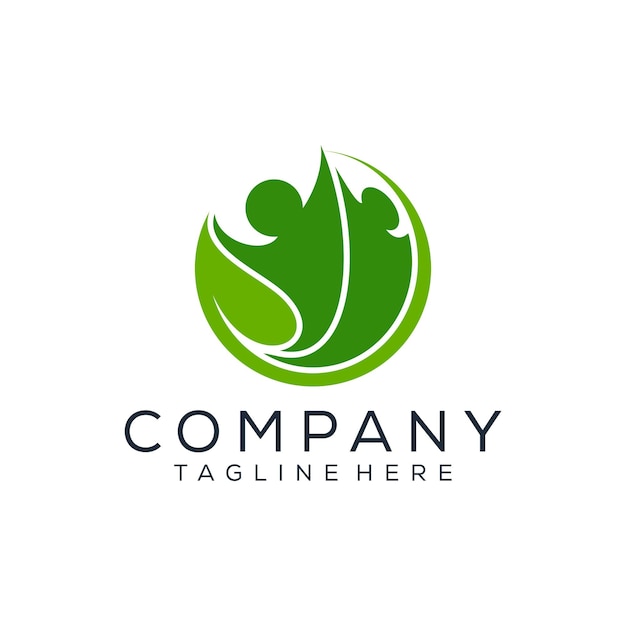 Vibrant Green Leaf Emblem with Swooping Organic Shapes | Jiffy Designs