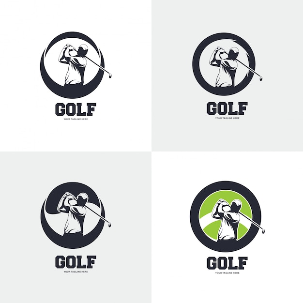 Dynamic Silhouette Golfer Logos with Retro Flair | Jiffy Designs