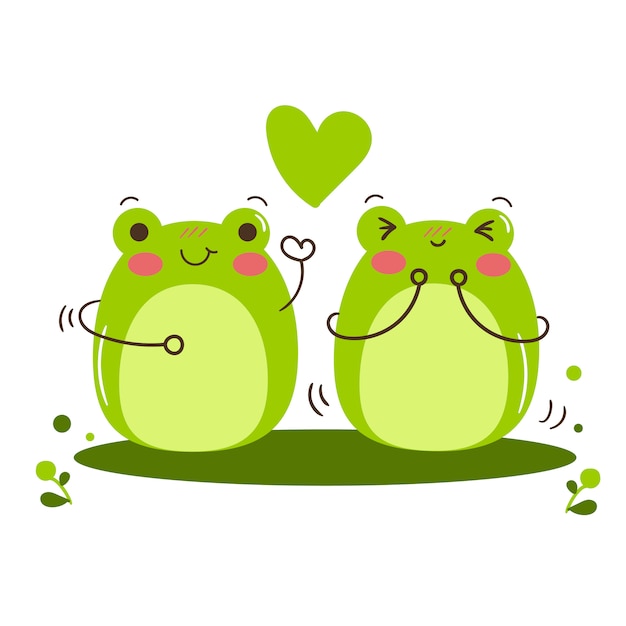 Adorable Frog Couple Sharing a Loving Heart | Jiffy Designs