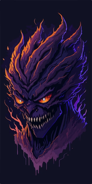Ferocious Hellfire Demon: A Fiery Supernatural Visage | Jiffy Designs