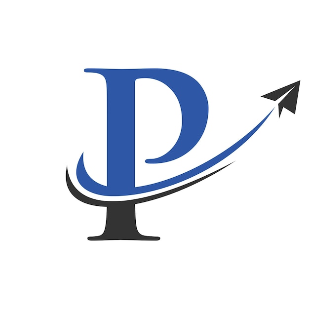 Dynamic Blue 'P' Letter with Swoosh Graphic Design | Jiffy Designs