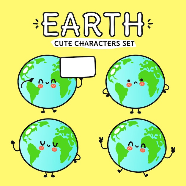 Delightful Earth Themed Character Collection with Playful Designs ...
