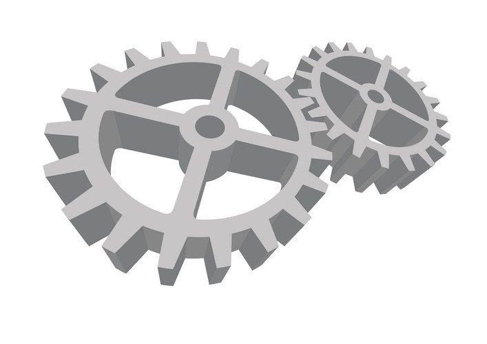 Illustration Of Two Gray Gears Connected And Working | Jiffy Designs