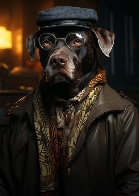 Dapper Labrador in Vintage Aviator Attire | Jiffy Designs