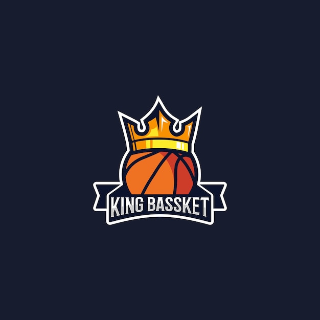 Regal Basketball Crown Logo with Ribbon Banner | Jiffy Designs