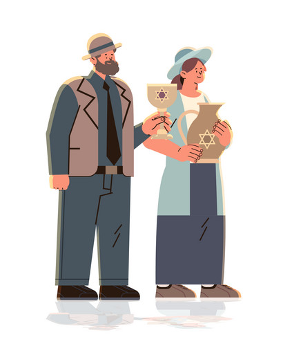 Jewish Man Woman Couple In Traditional Clothes Standing Together Israel ...