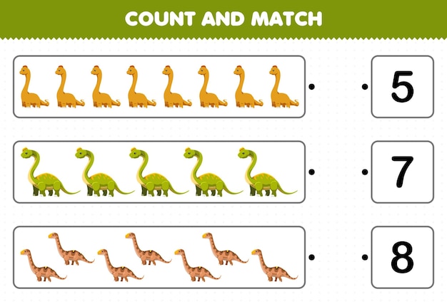 Colorful Dinosaur Collection: Count and Match Game | Jiffy Designs