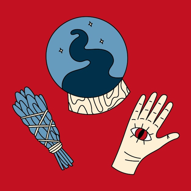 Mystical Symbols: Moon, Serpent, and Intricate Hand Design | Jiffy Designs