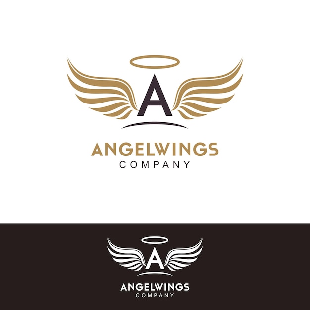 Angelic Wings Emblem with Halo and Letter A | Jiffy Designs