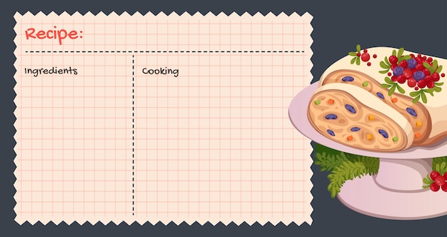 Festive Fruit-Filled Pastry on Rustic Recipe Card | Jiffy Designs