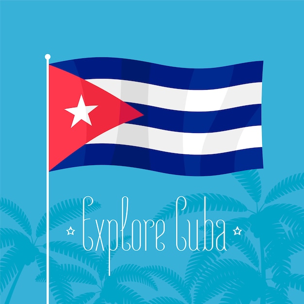Vibrant Cuban Flag Waving Amidst Tropical Palms | Jiffy Designs