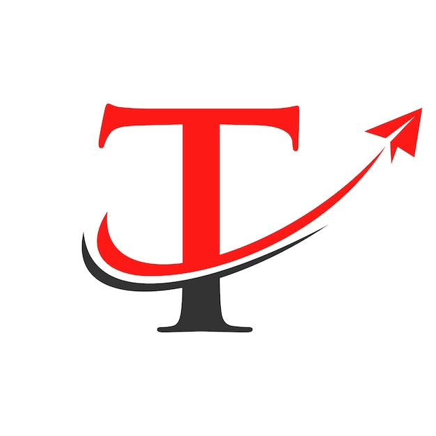 Sleek and Dynamic T Logo with Swooping Arrow | Jiffy Designs
