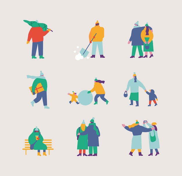 Diverse Collection of Vibrant Illustrated Characters in Everyday Scenes ...