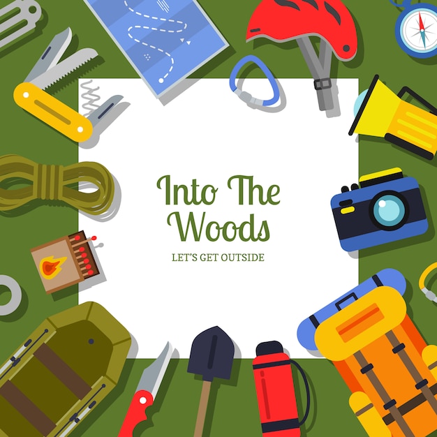 Outdoor Adventure Tools Frame Nature Exploration | Jiffy Designs