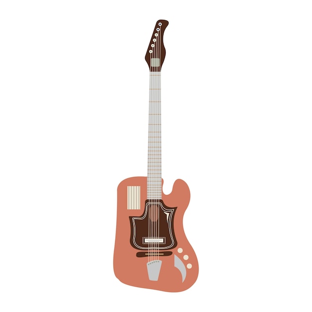 Sleek Coral Electric Guitar with Distinctive Fretboard | Jiffy Designs