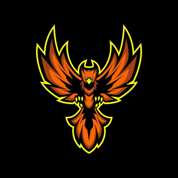 Majestic Fiery Phoenix Emblem on Black Background | Jiffy Designs