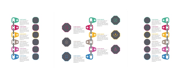 Colorful Infographic Panels with Geometric Shapes and Informative Icons ...